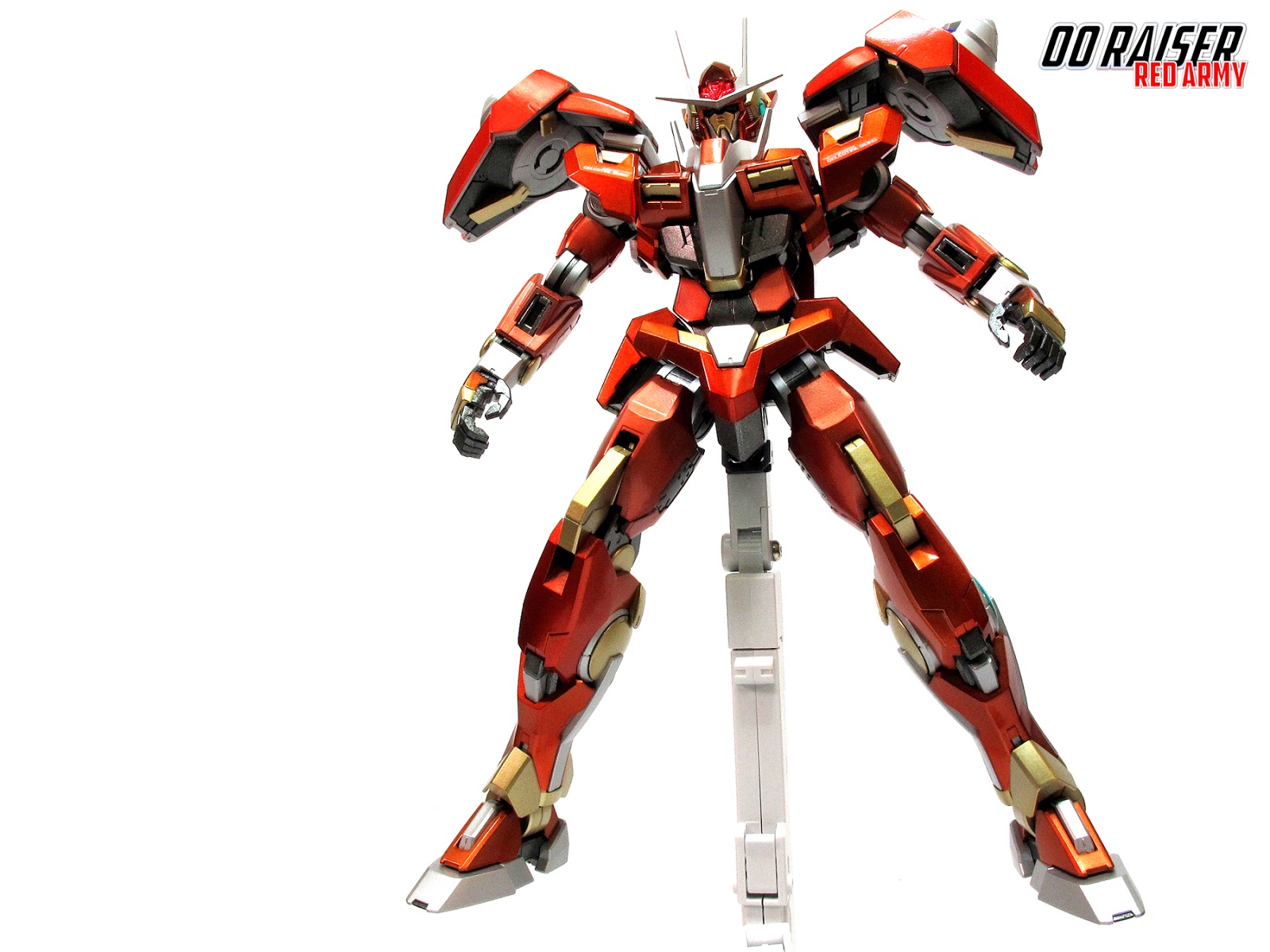 GUNDAM GUY: MG 1/100 GN-0000 + GNR-010 00 Raiser [Red Army] - Painted Build